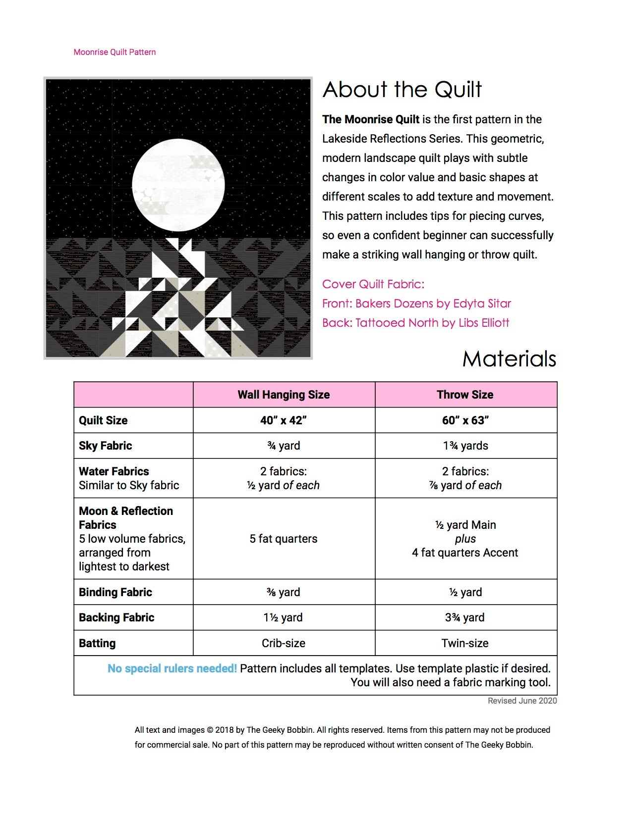 Moonrise Quilt Pattern by Geeky Bobbin PDF – the geeky bobbin